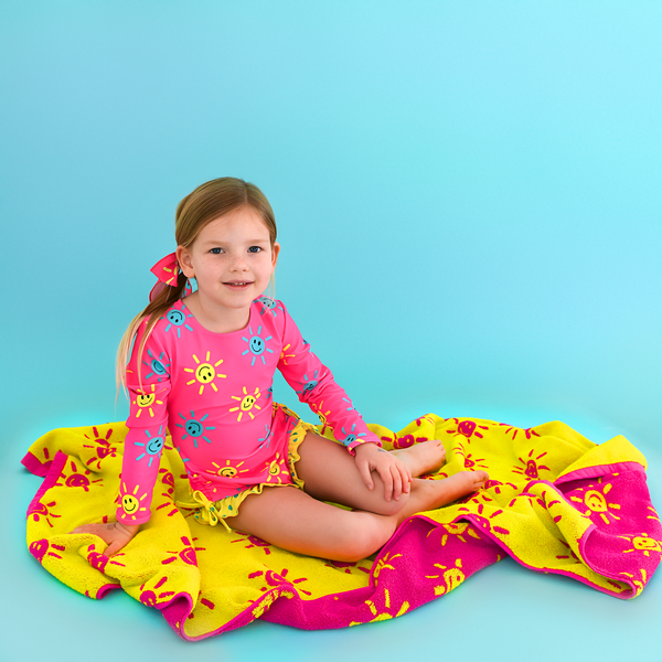 Brittany Smiley Faces LONG SLEEVE RASH GUARD SWIMSUIT – Gigi and Max ...